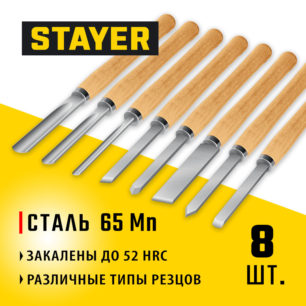 Набор токарных резцов по дереву STAYER 8 шт., купить по низкой цене в ...