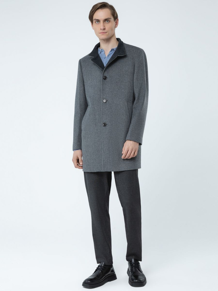 Пальто Al Franco, Демисезон, размер 54, цвет серый, Полиэстер, Шерсть ...