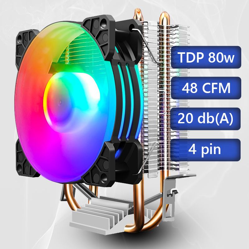 Башенный кулер для процессора с подсветкой FRGB. Coolmoon P2 4pin. AM3 ...