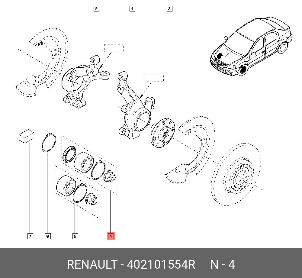 Подшипник ступицы колеса перед (402102977r) Renault 40 21 015 54R ...