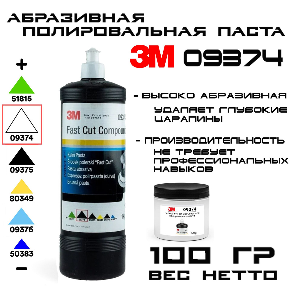Абразивная полировальная паста 3M 09374 Fast Cut Perfect-IT III, первый ...