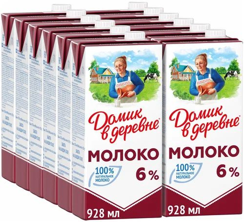 Домик в Деревне Молоко 6% 925мл. 12шт. - купить с доставкой по выгодным ...