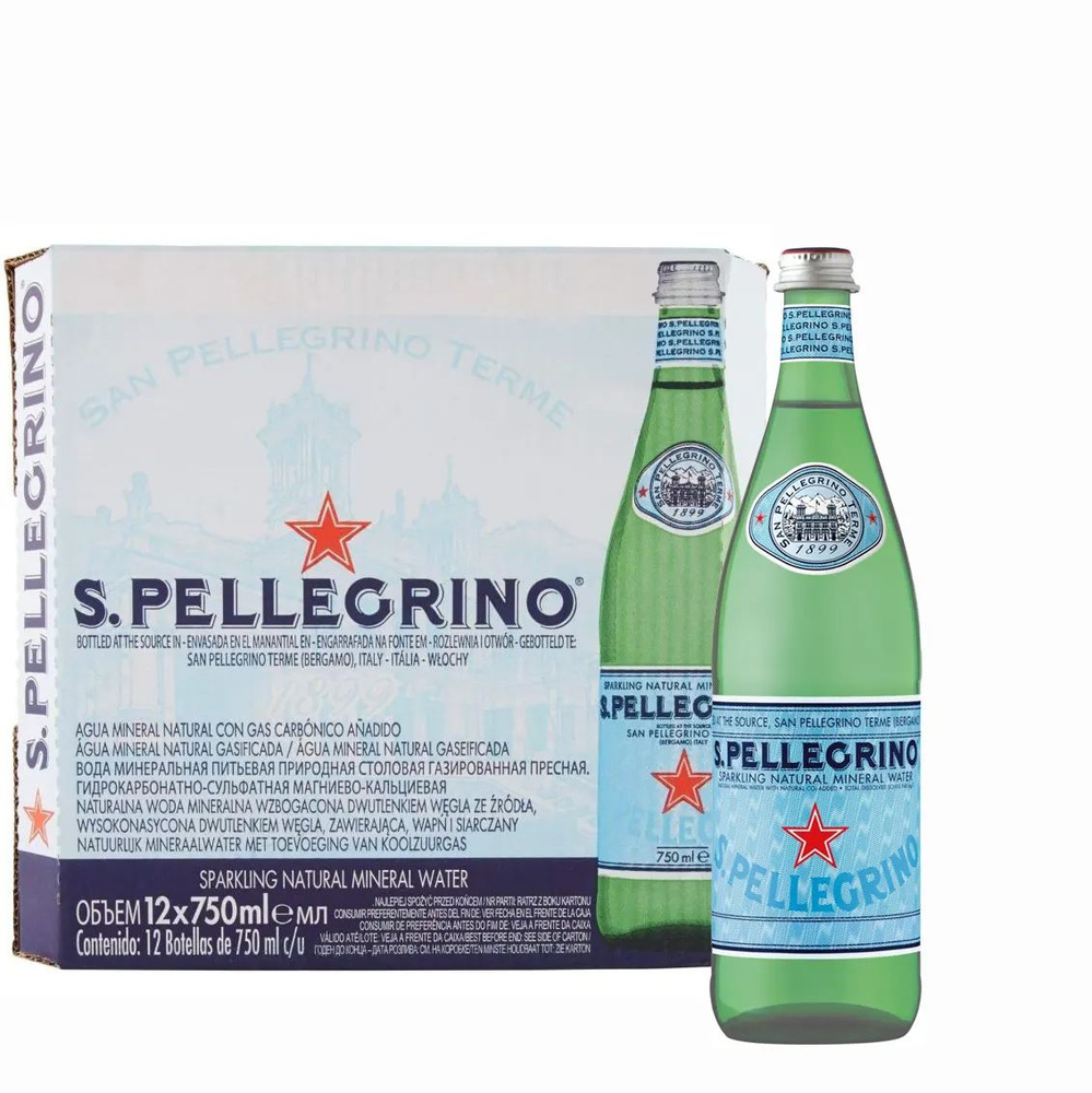 Сан Пеллегрино (S.Pellegrino) вода минеральная, газированная, стекло, 0 ...