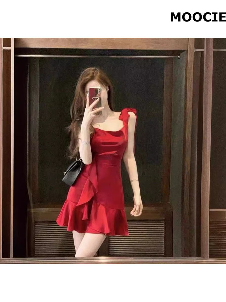 Платье Женский MOOCIE красный Вечерний/праздничный Без рукавов Полиэстер, Спандекс, размер 48 ...