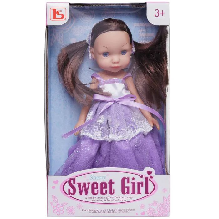Кукла Sweet girl Junfa В фиолетовом мерцающем платье с кружевами - купить с доставкой по ...