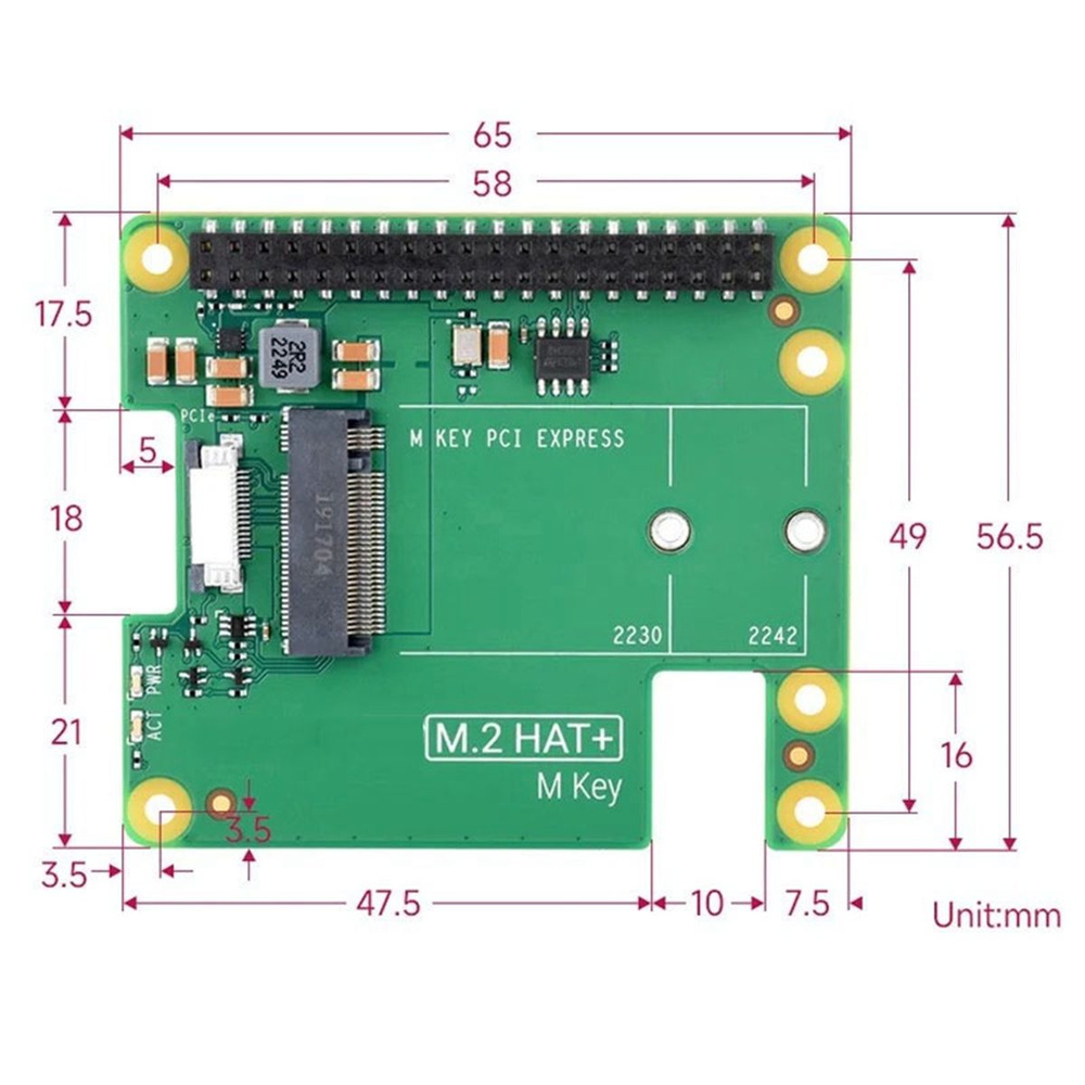PCIe к M2 HAT+ для Raspberry Pi 5 Gen2 Gen3 M2 NVME SSD - купить с ...