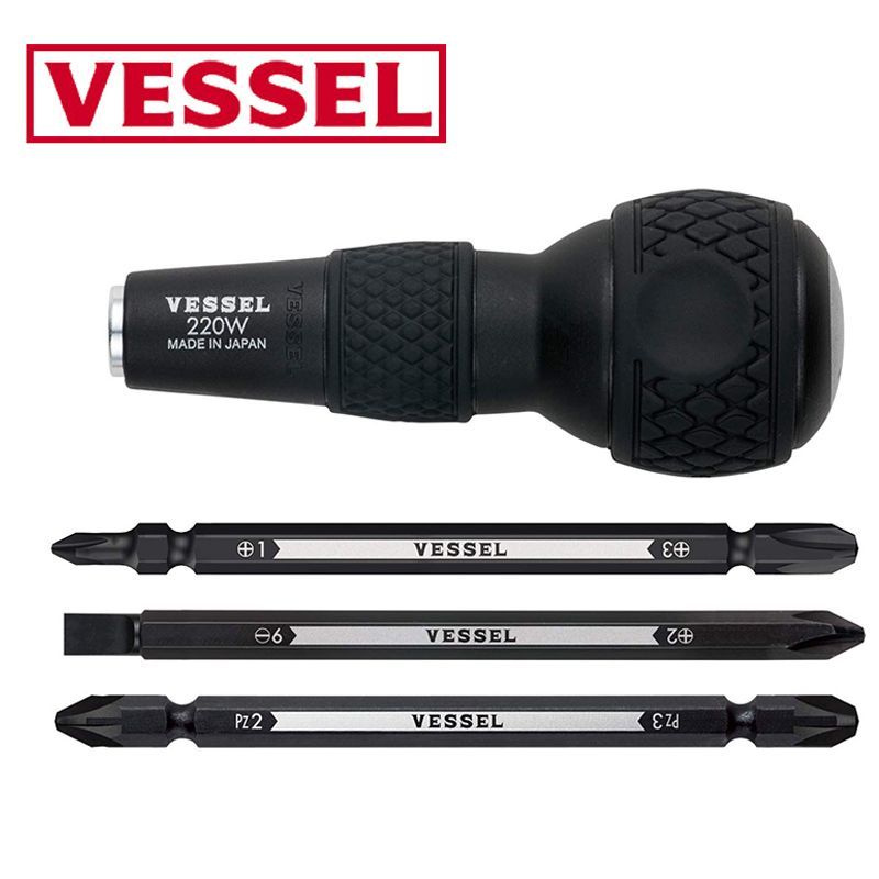 Отвертки VESSEL 3 сменные биты (+1/+3/+2/-6/PZ2/PZ3)Сделано в Японии ...
