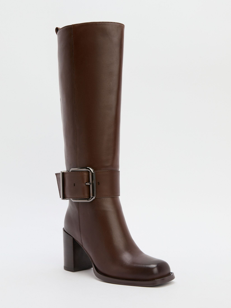 Сапоги Женский TENDANCE, размер 39 темно-коричневый Демисезон R (средняя) Толстый каблук Франция ...