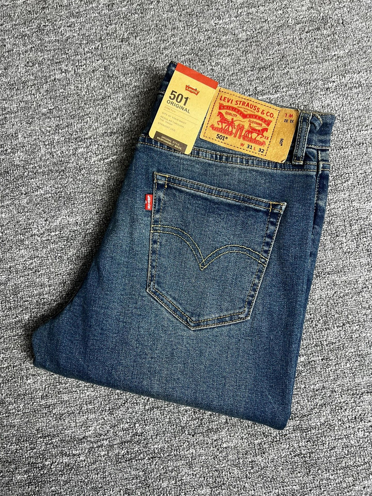 Джинсы Мужской Levi's голубой меланж Деним, размер 36 Пуговицы Средняя Не указана На любой сезон ...