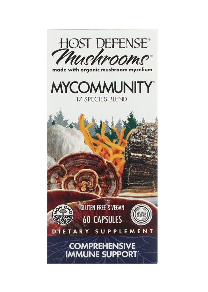 Host Defense смесь 17 грибов для иммунитета и активного мозга 60 капсул ...