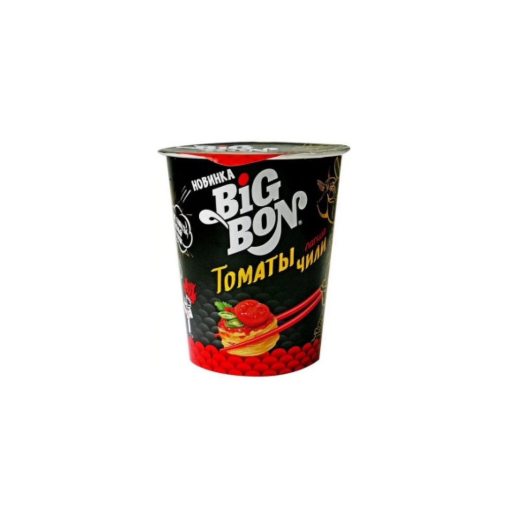 Big Bon Лапша быстрого приготовления с томатами и перцем чили, 70 гр ...
