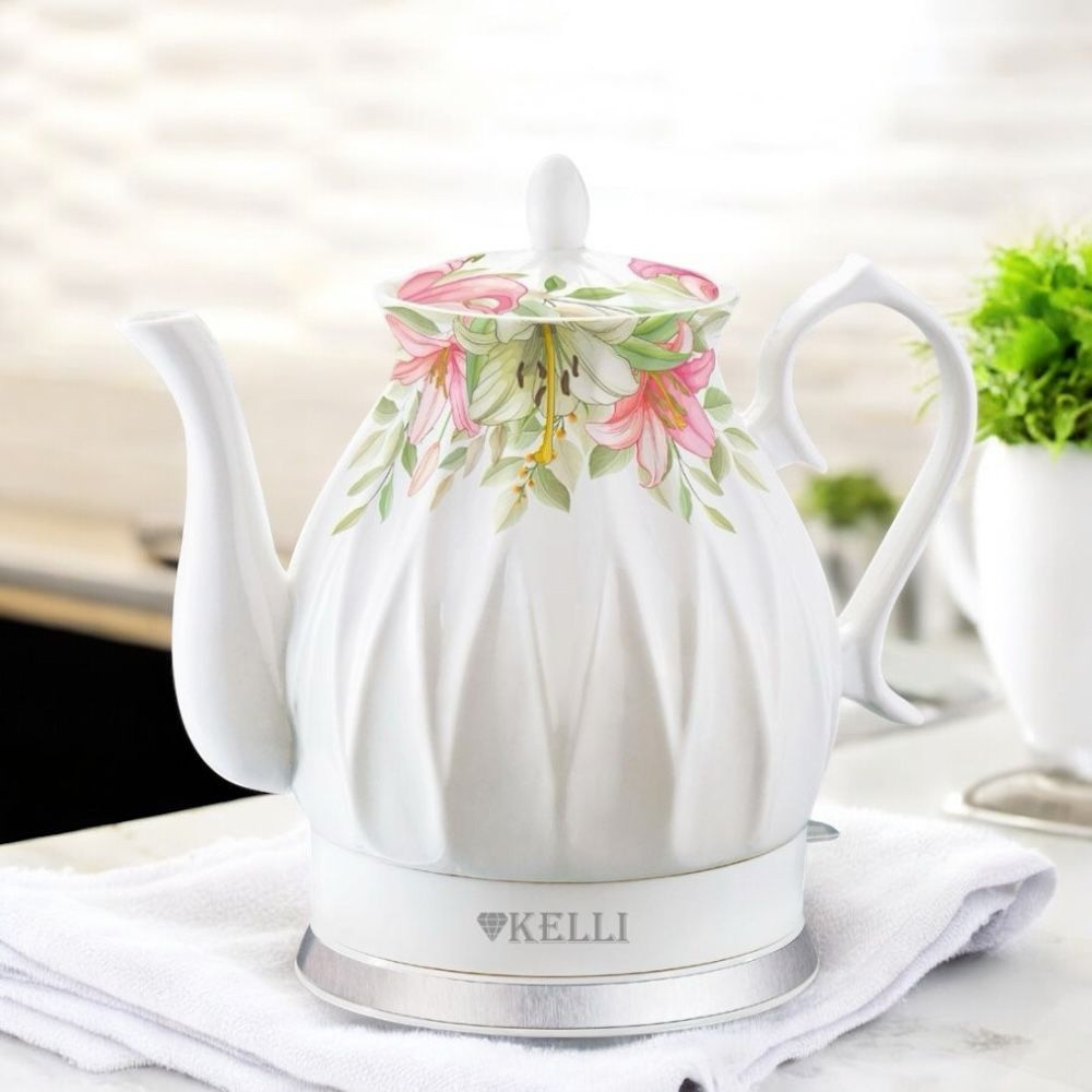 KELLI Электрический чайник KL-1381, белый купить на OZON по низкой цене (1082665684)