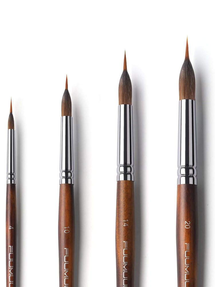 FUUMUUI Набор кистей для рисования Круглая, Плоская № 4, 10, 4 шт ...