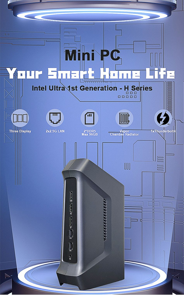 Intel Мини-ПК (Intel Core Ultra 7 165H, RAM 64 ГБ, SSD 1000 ГБ, Intel ...