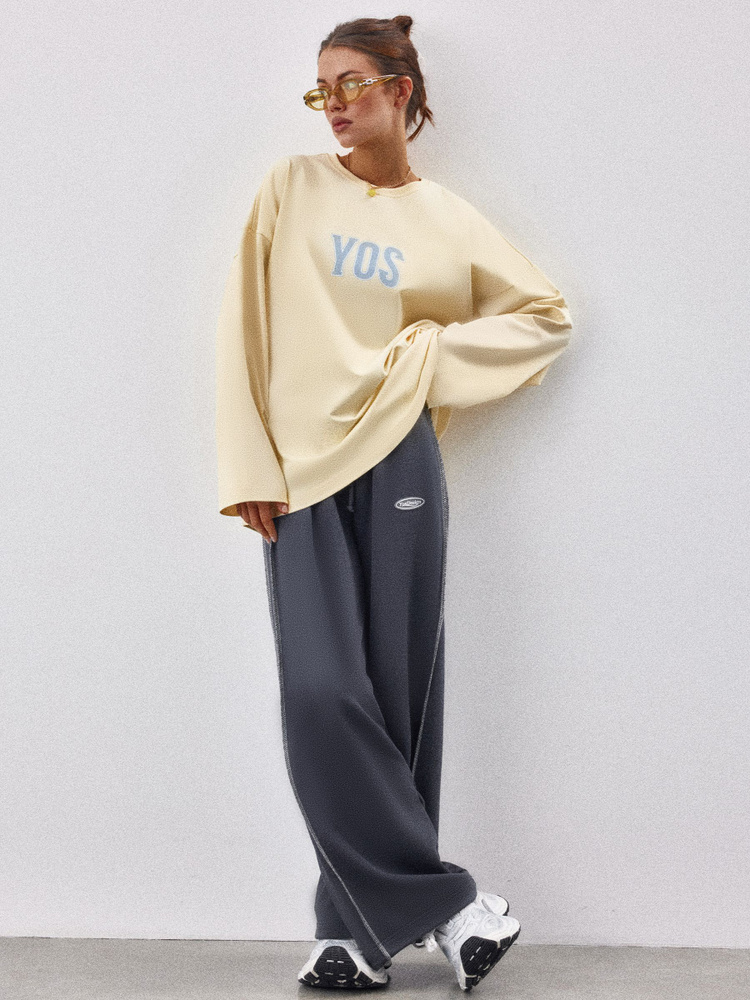 Лонгслив Женский YOS DESIGN светло-желтый Длинный, размер универсальный ...