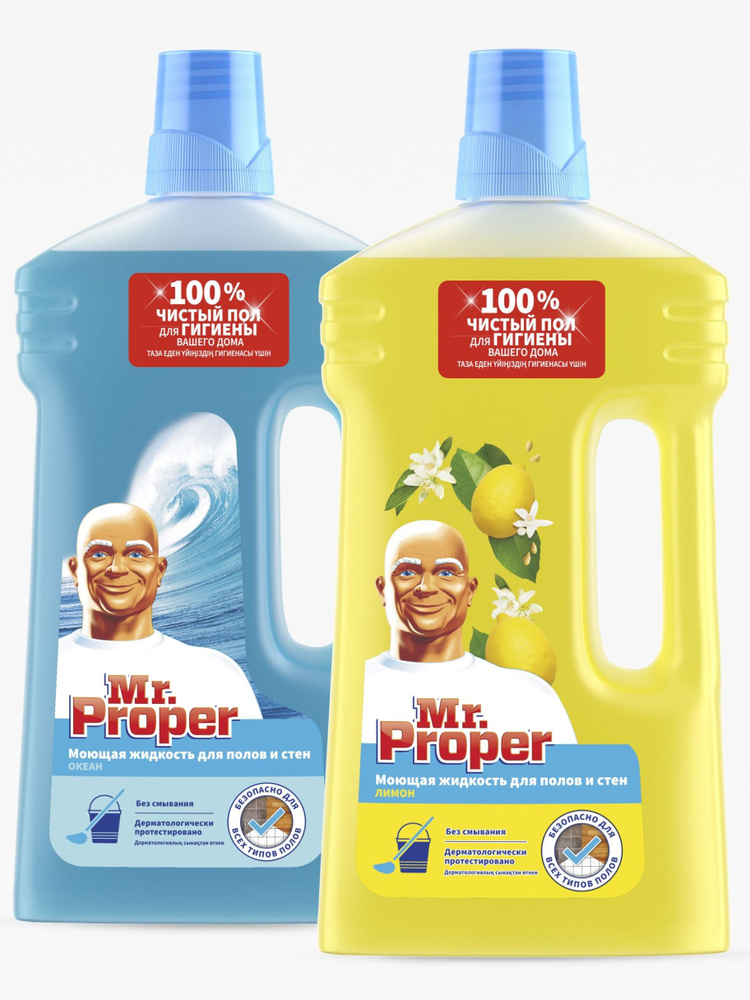 MR PROPER Моющая жидкость для полов и стен Лимон 1л+Океан 1л купить на OZON по низкой цене ...