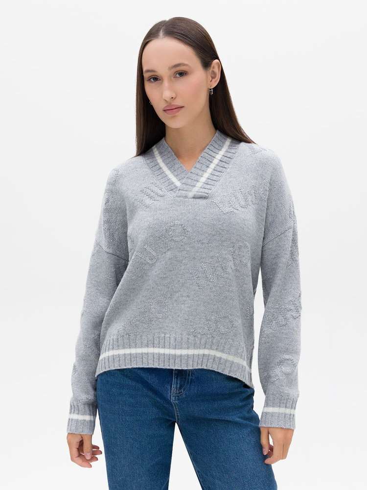 Пуловер Женский Liu Jo светло-серый Полиамид, Акрил, размер 44 Китай купить c доставкой на OZON ...