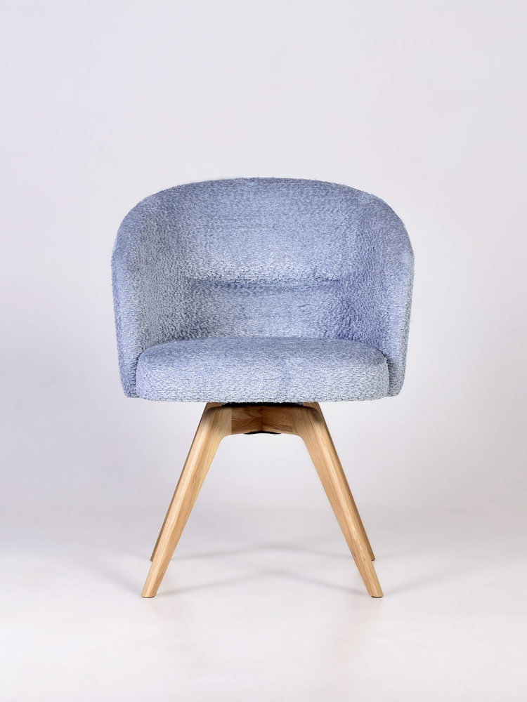 Стул, Ameli, с поворотным механизмом, голубой шенилл, ножки дуб ...