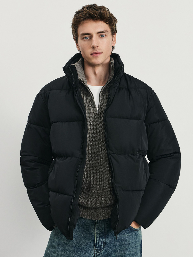 Куртка Мужской Zarina Карманы, Капюшон черный стойка Полиэстер, размер 52 Длинный Демисезон ...