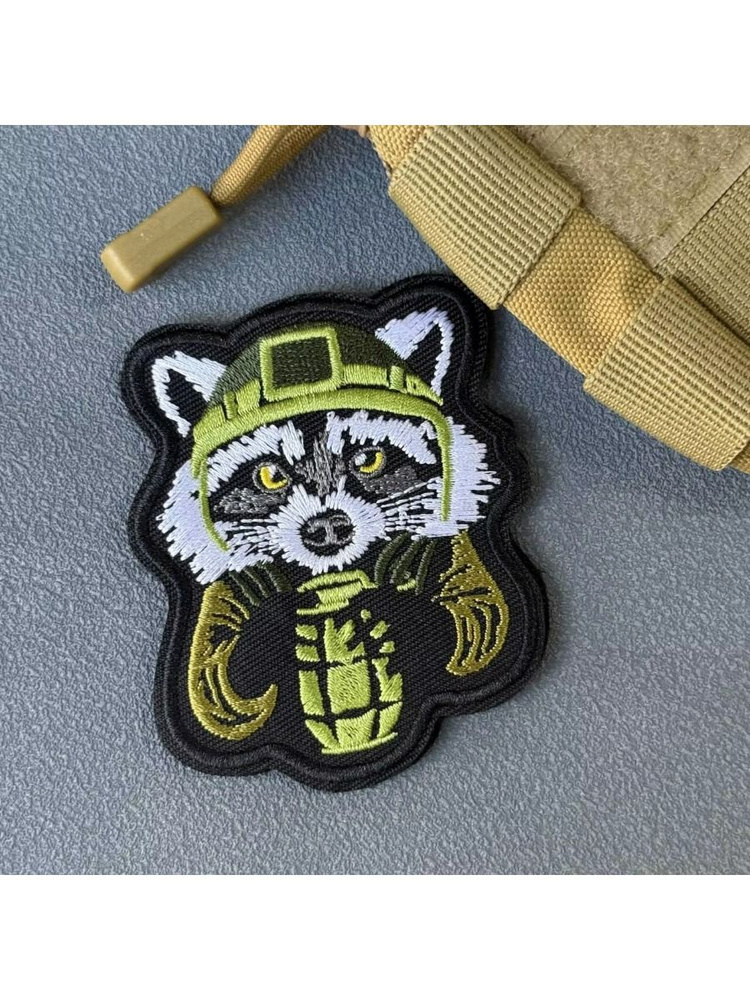 Шеврон На Липучке, "Енот В Шлеме" Патч, Тактическая Нашивка На Рюкзак,8 ...