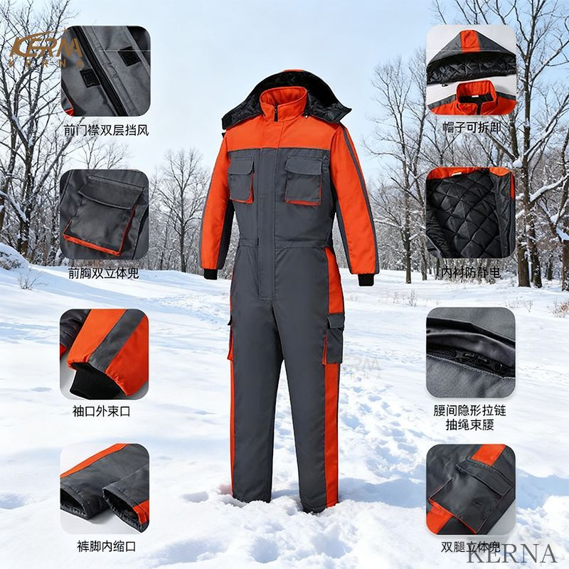 Комбинезон рабочий Мужской KERNA, размер 50 оранжевый Полиэфирное волокно Однотонный Молния ...