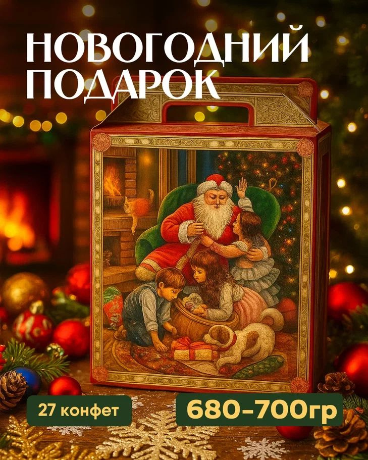 Сладкий новогодний подарок в коробке для детей на новый год 2026 ...