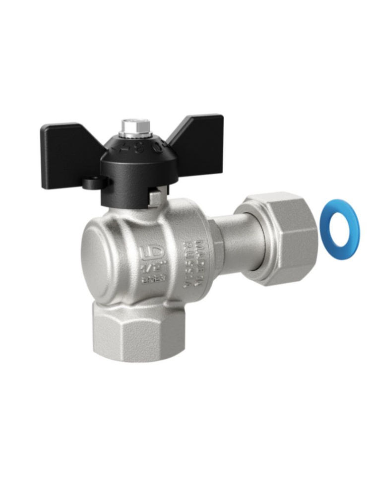 Кран шаровой латунный с накидной гайкой угловой ДУ15 (1/2) для подключения котла LD Pride купить ...