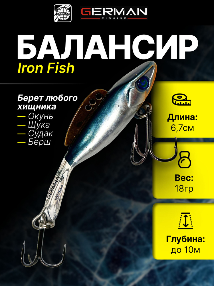 Балансир для отвесной ловли German Iron Fish, приманка для вертикальной ...