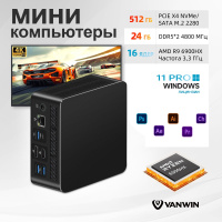 VANWIN Мини-ПК 8 сердечников (AMD Ryzen 7 7840HS, RAM Отсутствует, AMD Radeon 780M, Windows 11 ...