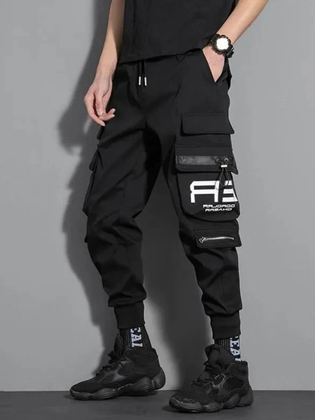 Брюки Мужской CHAOPAI джоггеры черный Полиэстер Повседневный, размер 58 Лето Карманы Китай ...