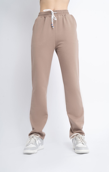 Брюки Женский Anka-Shop коричневый для спорта Хлопок, Полиэстер, размер 42 Резинка ...