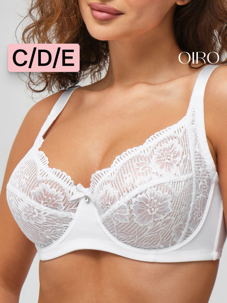 Бюстгальтер Женский OIRO на косточках, с мягкой чашкой, размер 85C белый Полиамид, Эластан ...