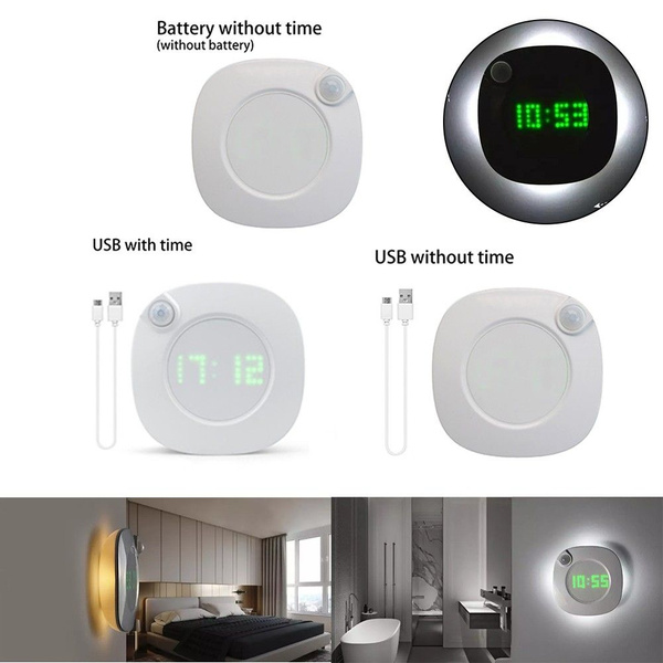 Настенные Часы с Цифровым Временем И Датчиком Движения PIR Night Light ...