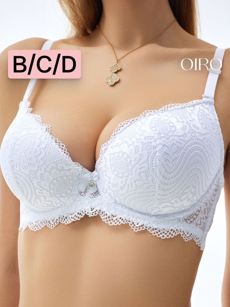 Бюстгальтер Женский OIRO на косточках, формованная чашка, размер 100D белый Полиамид, Полиэстер ...