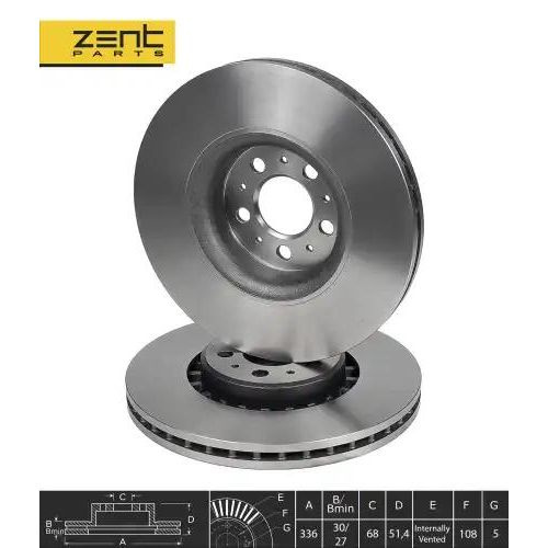 Диск тормозной передний volvo xc 90 2.5t d5 t6 02> ZENTPARTS Z06078 ...
