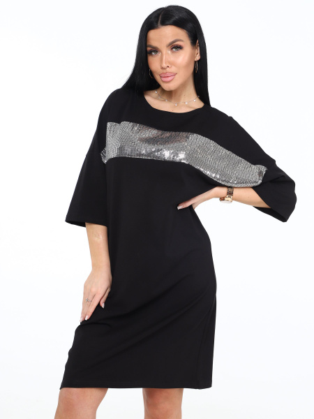 Туника Женский MIROLINE Вечерний/праздничный большие размеры Короткий Хлопок, Лайкра черный ...