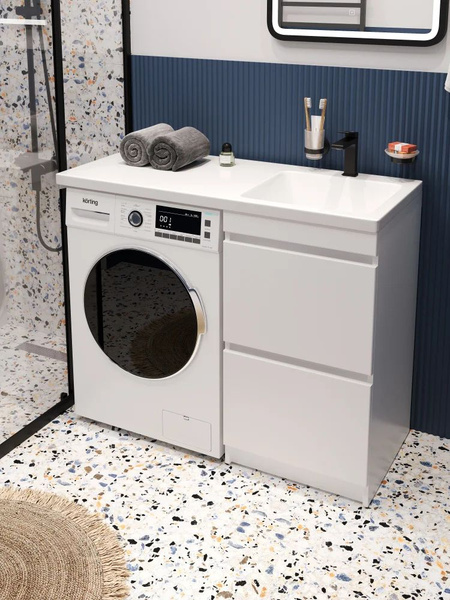 Тумба с раковиной STWORKI Мальмё 110 правая над стиральной машиной, белая купить на OZON по ...