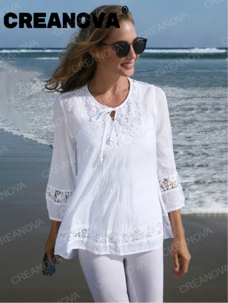 Блузка Женский CREANOVA белый, размер 52 купить c доставкой на OZON по низкой цене (1634741956)