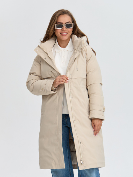 Парка Женский LAWINTER Мех молочный Полиэстер, Мех искусственный ...