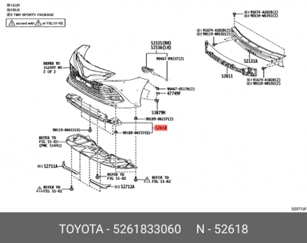 амортизатор бампера org (TOYOTA 5261833060) купить на OZON по низкой ...