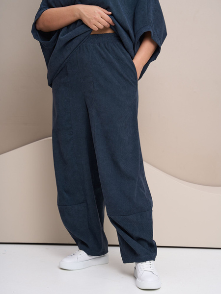 Брюки Женский SPARADA широкие агатовый серый большие размеры Вельвет Повседневный, размер 66, 68 ...