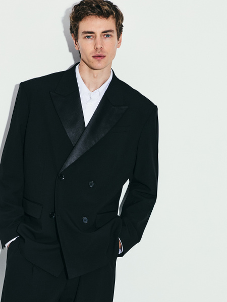 Пиджак Мужской Zarina черный, размер 54 Вискоза, Полиэстер Карманы полуприлегающий Длинный ...