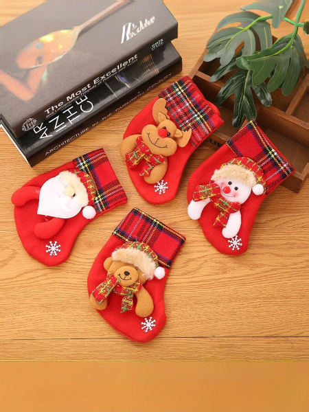 Носок рождественский для подарков 4 штуки /Новый год и Рождество ...