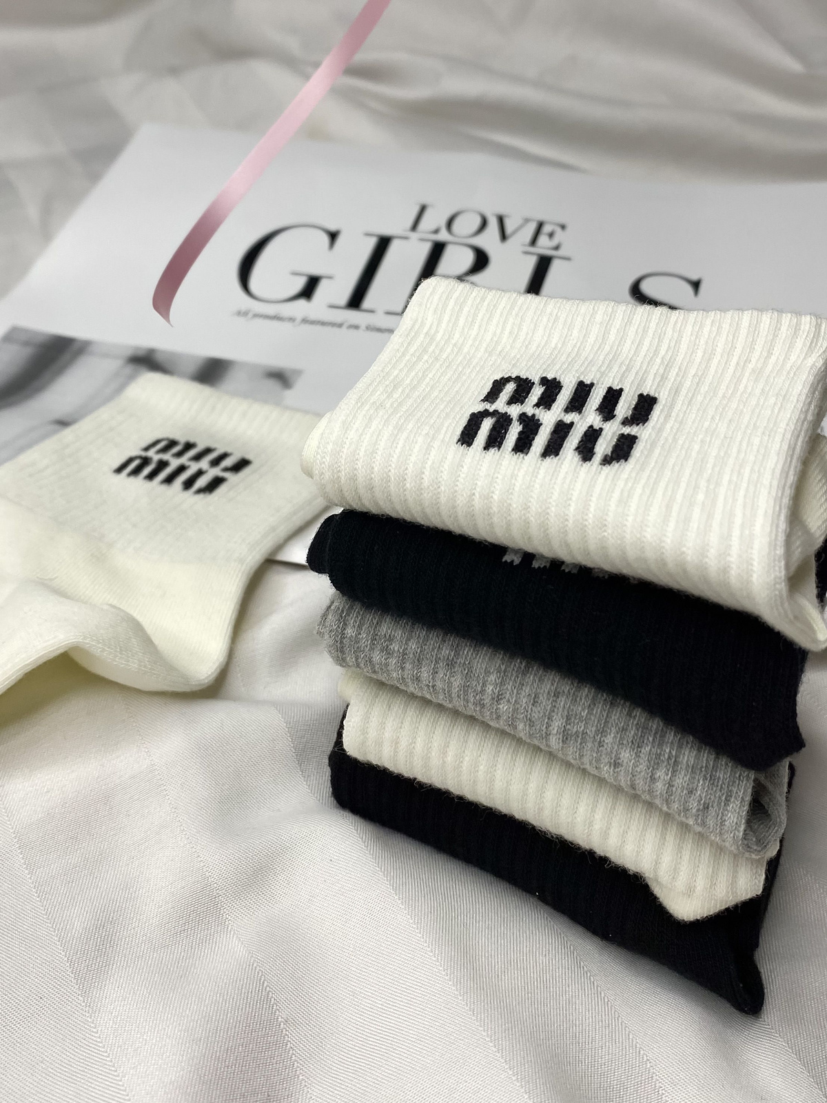 Комплект носков Женский Miu Miu размер 37 38 Лайкра Хлопок Танцы Бег На любой сезон черный