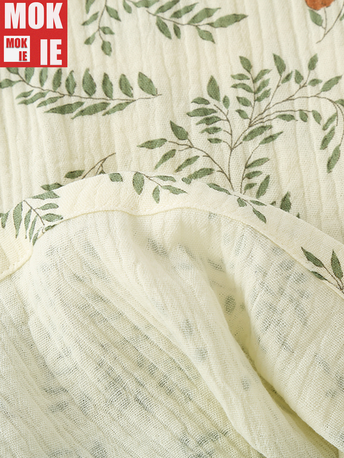 Пижама Женский Mokie с брюками Хлопок, Муслин, размер 44, 42 Цветочный зеленый лист, умеренно ...