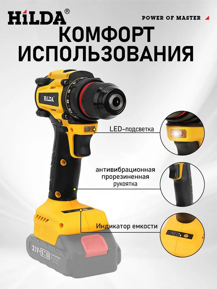 Дрель-шуруповерт, 21 В, 40 Нм, 0 АКБ купить на OZON по низкой цене ...