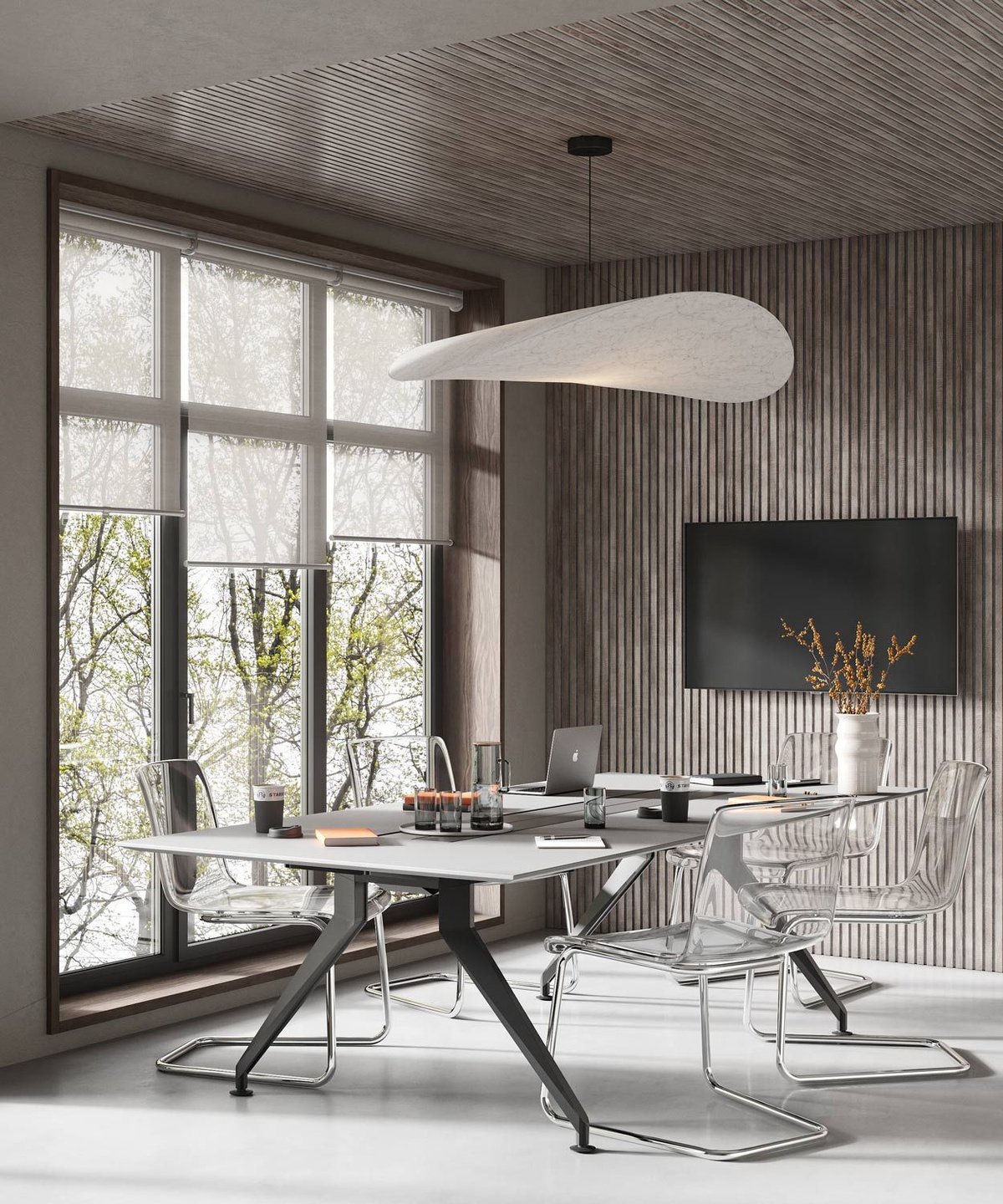 Стеновые панели акустические реечные МДФ 2750х600х19мм, цвет - дуб дымчатый, черный войлок ...