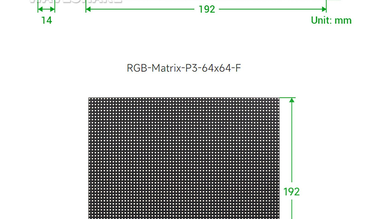 Waveshare Dot matrix display screen, RGB full-color LED, adjustable brightness, Интерфейс HUB75 ...