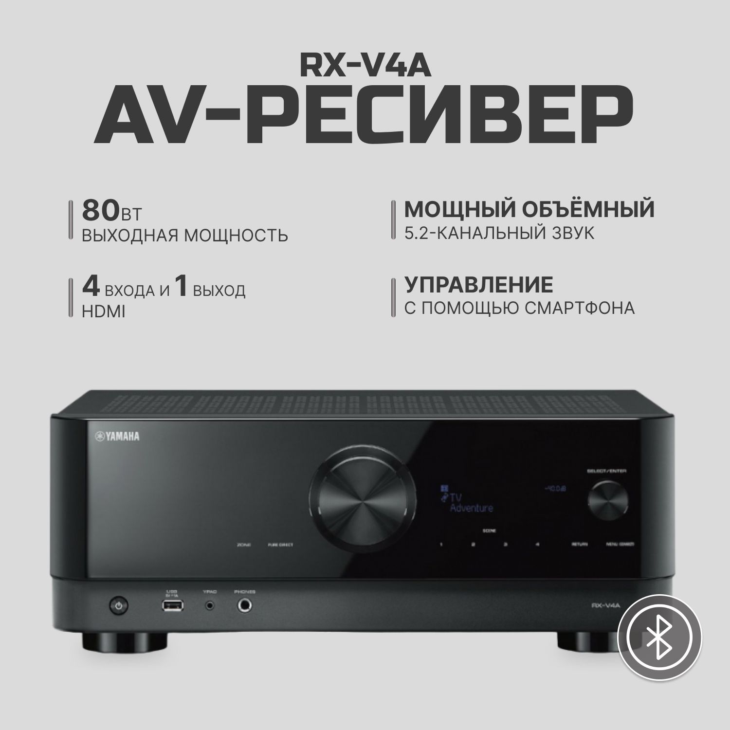 AV Ресивер Yamaha RX-V4A Black купить на OZON по низкой цене (3560032172)