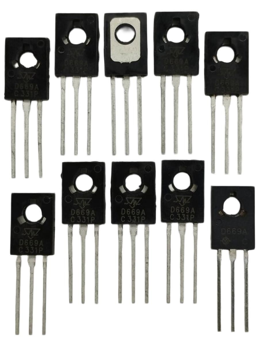 10шт. Транзистор 2SD669A (D669A), TO-126, NPN, 180V/1.5A, Ку 60-200 ...